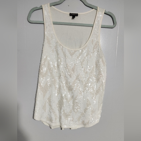 Express | Tops | Express White Geo Sequin Tank | Poshmark